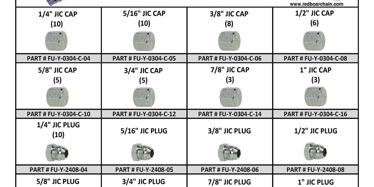 JIC CAP-N-PLUG Steel Fitting Assortment in Large Metal Locking Tray ...