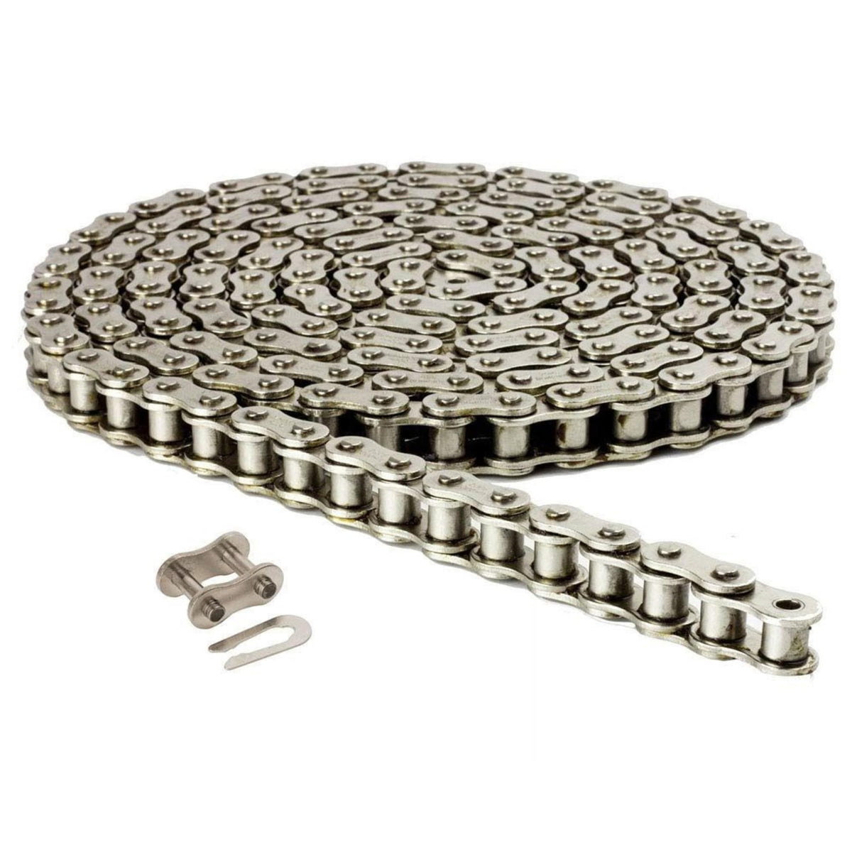 #40NP Nickel Plated Roller Chain 10FT Roll - Corrosion Resistant — Red ...